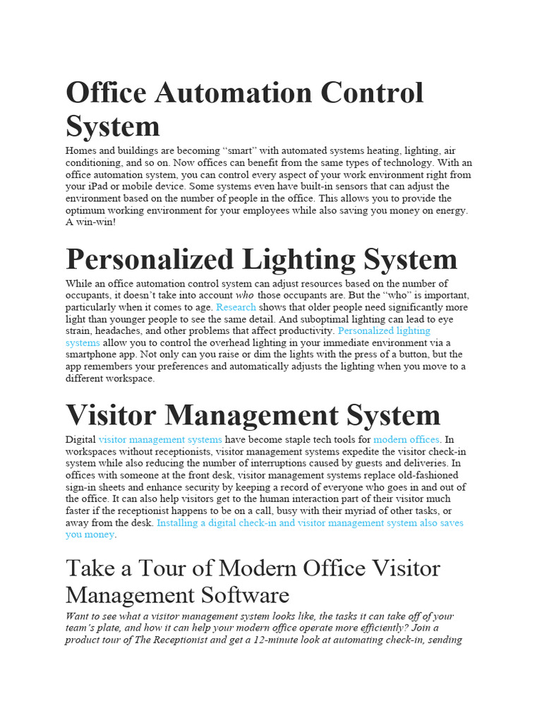 Office Automation Control System | PDF | Automation | Lighting
