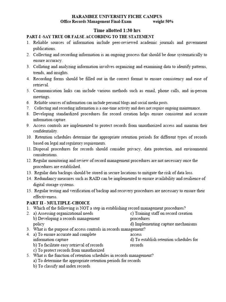 Record Exam | PDF | Records Management | Information