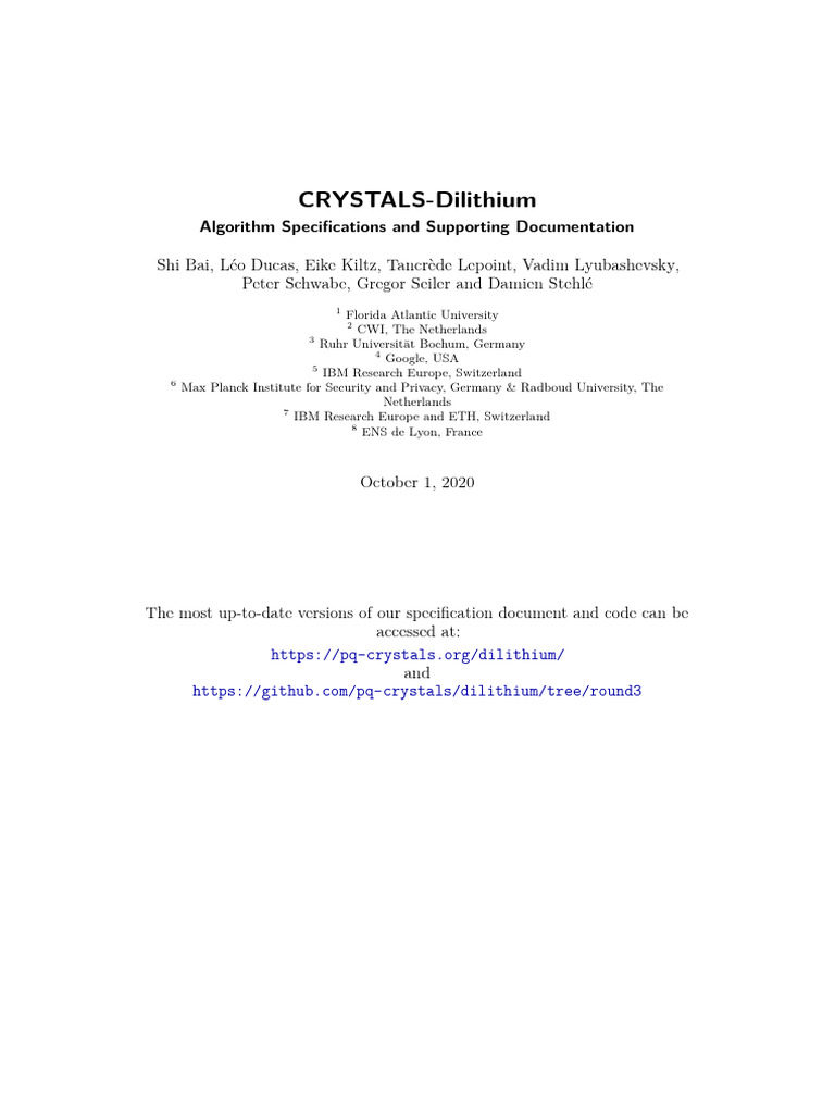 Dilithium Nist | PDF | Applied Mathematics | Mathematics