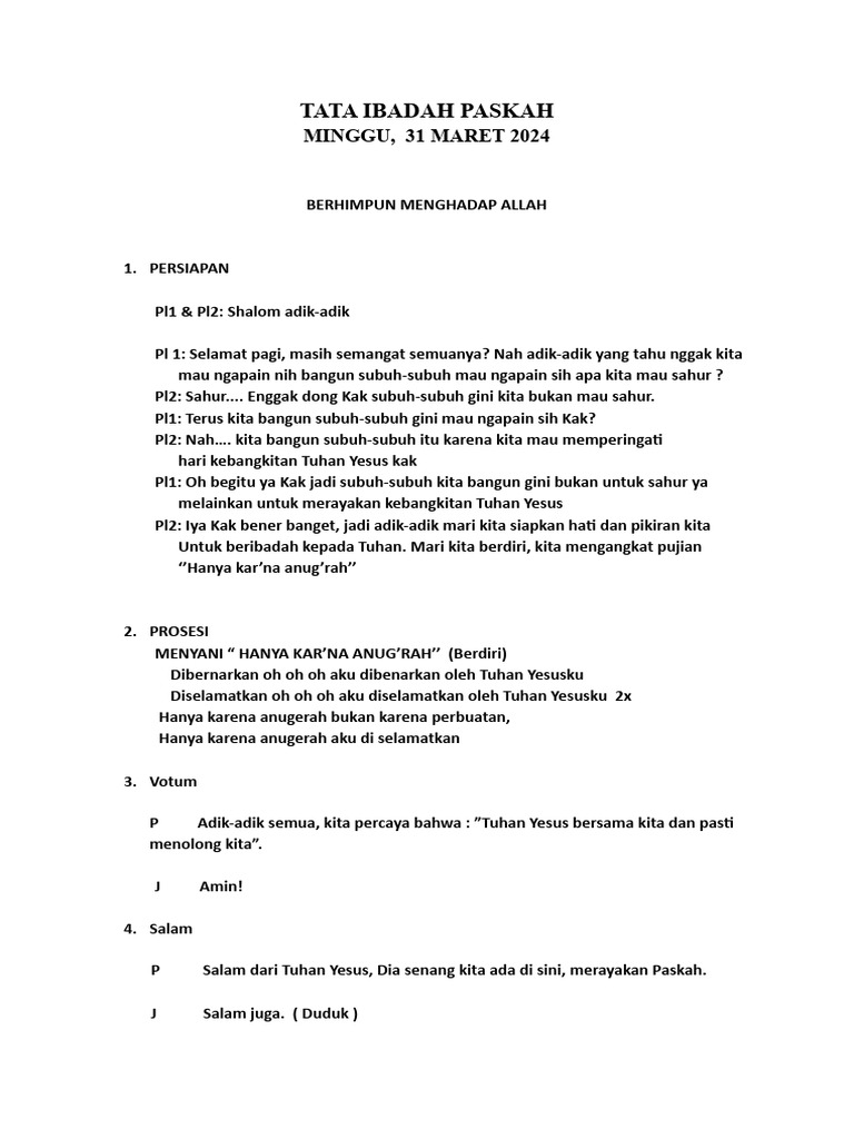 Tata Ibadah Paskah | PDF