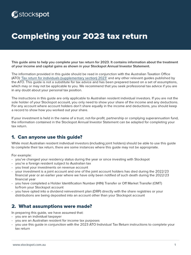Stockspot Tax Guide 2023 | PDF | Capital Gains Tax | Taxes