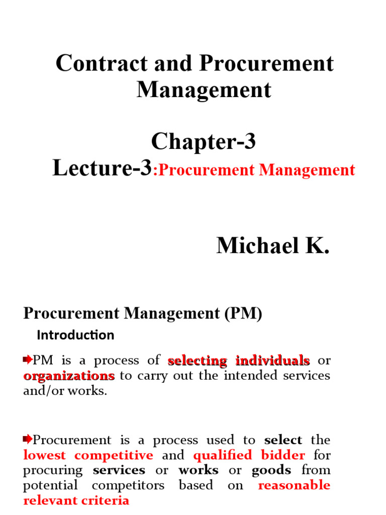 Chapter 3 Lecture 1 | Download Free PDF | Procurement | Consultant