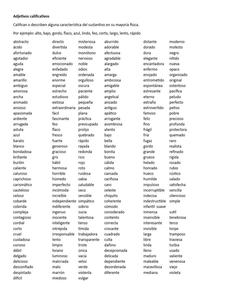 Adjetivos Pdf Adjetivo Morfología