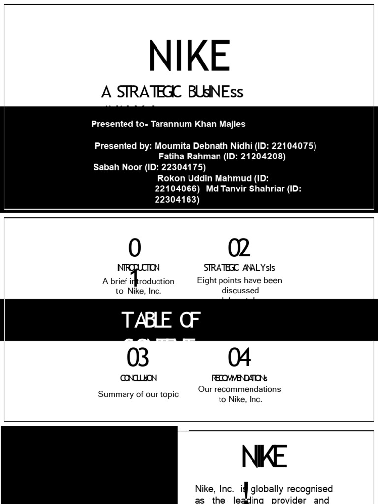 Strategic Business Analysis On Nike Presentation | PDF | Nike | Brand