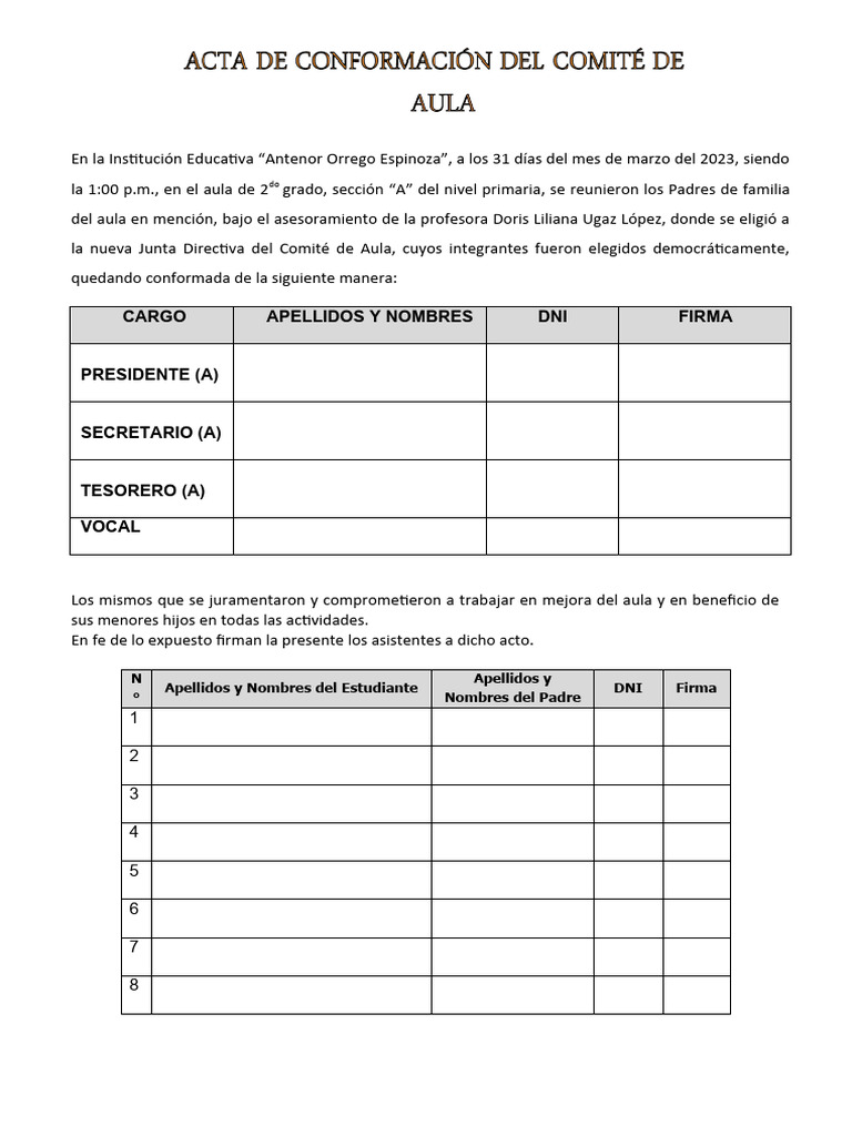Acta de Comite | PDF