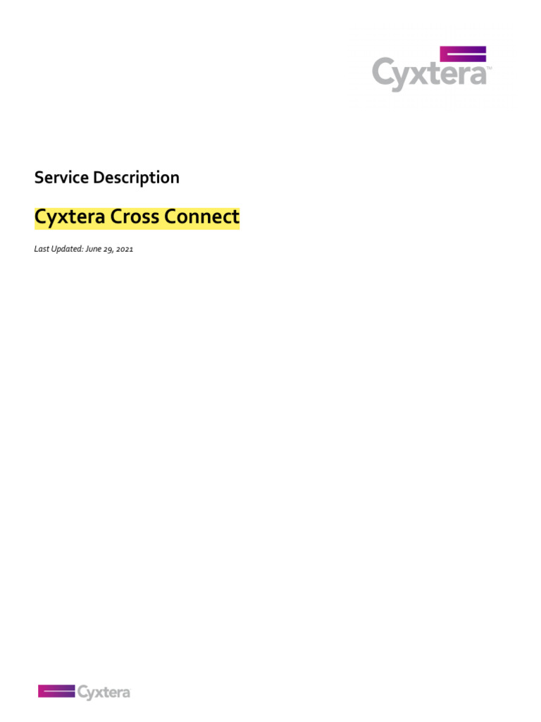 Cyxtera Cross Connect Service Description | PDF | Data Center | Trademark