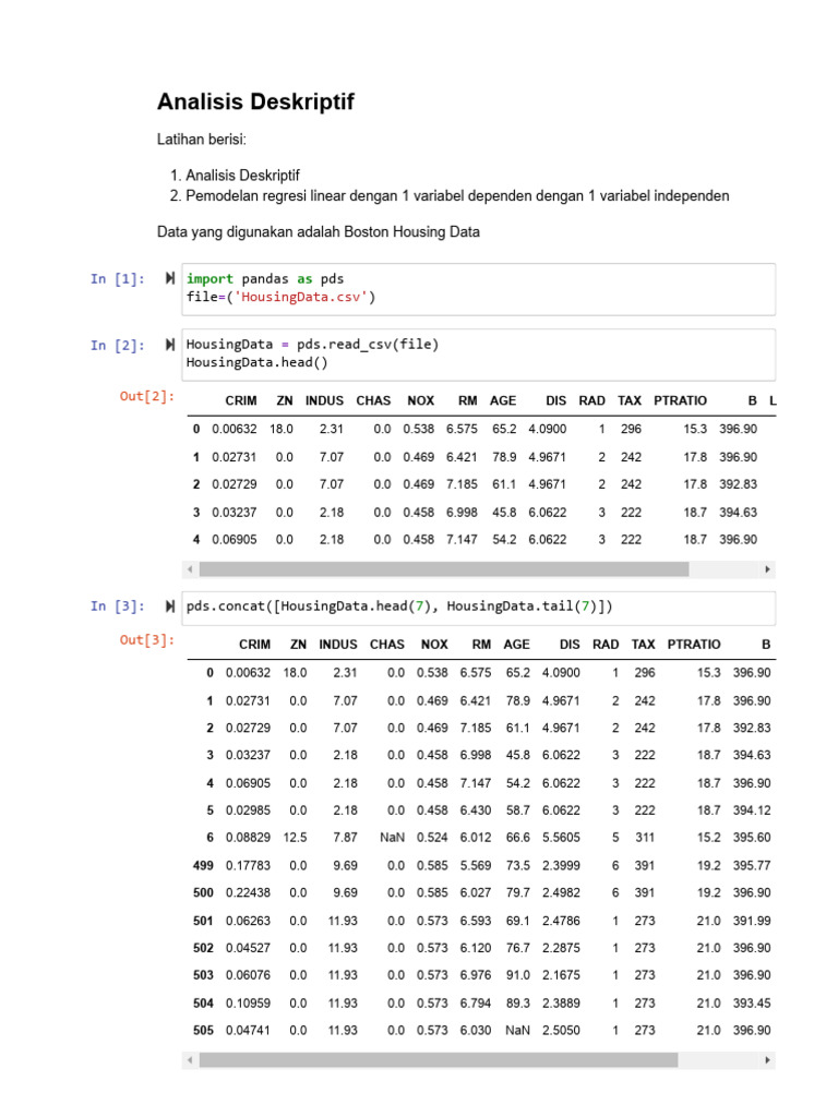 Latihan4 - Analisis Deskriptif | PDF | Mean Squared Error | Errors And Residuals