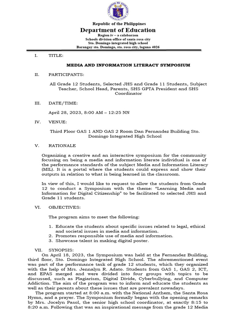 Narrative Report Digital Poster and Symposium | PDF | Social Science ...