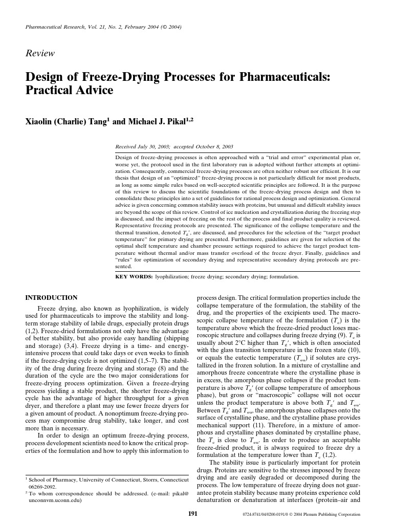 Design of Freeze-Drying Processes For Pharmaceuticals - Practical ...
