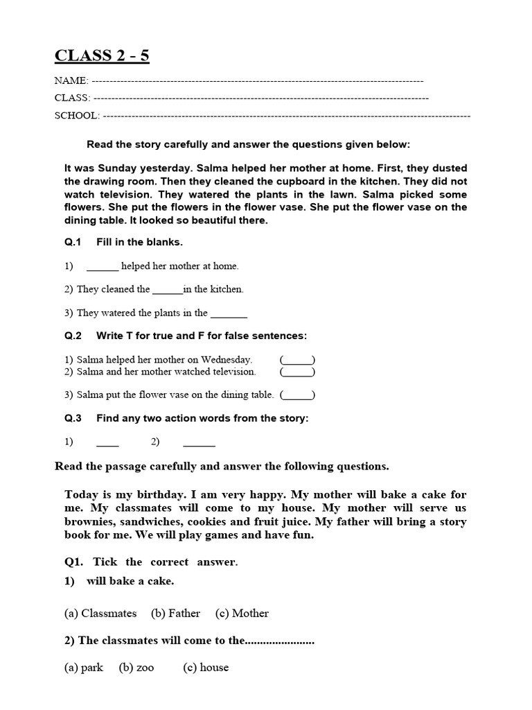 Class 2 | PDF | Home & Garden