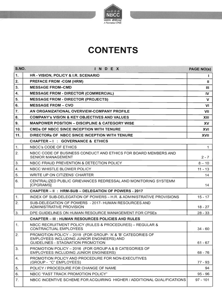 NBCC Human Resources Manual | PDF | Human Resource Management | Human ...