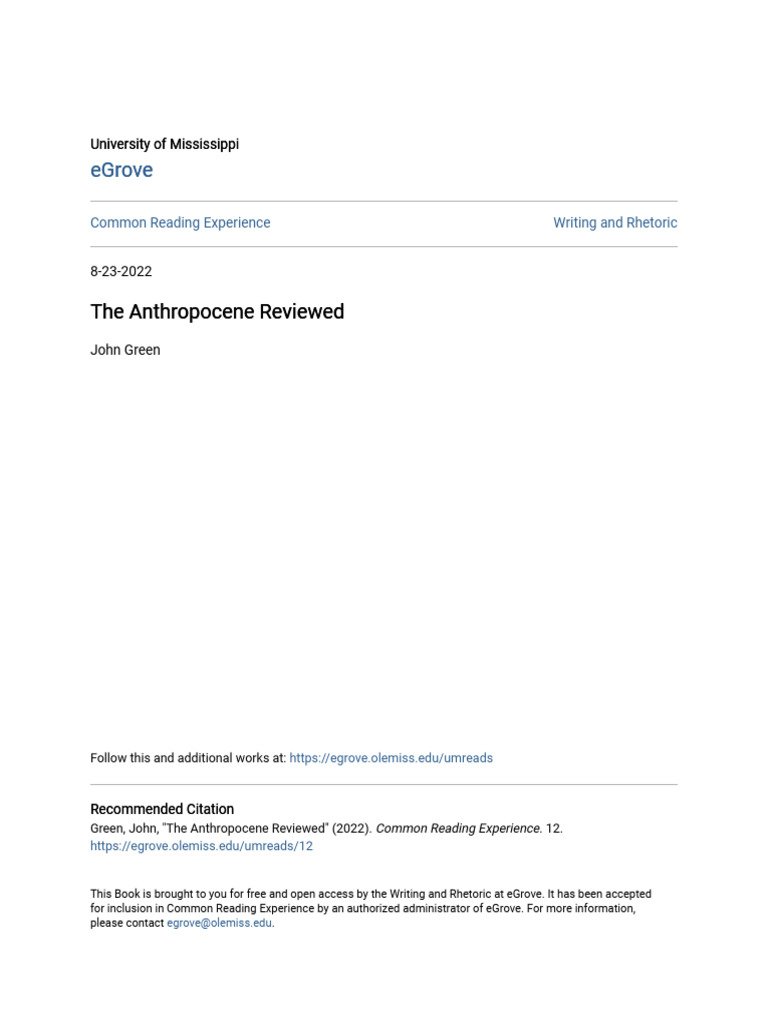 The Anthropocene Reviewed | PDF