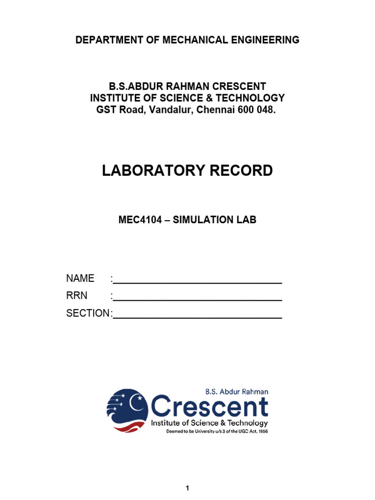 MEC4104 Simulation Lab_Record main | PDF | Differential Equations ...