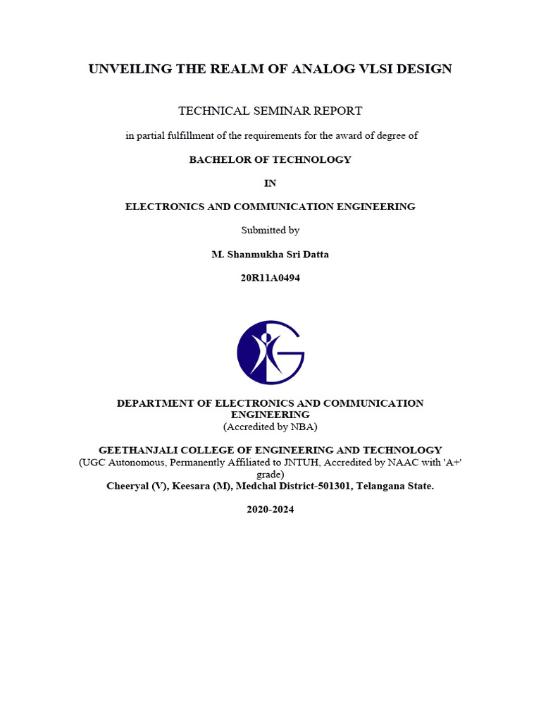 UNVEILING THE REALM OF ANALOG VLSI DESIGN Ts Report | PDF | Electronic Circuits | Analogue ...