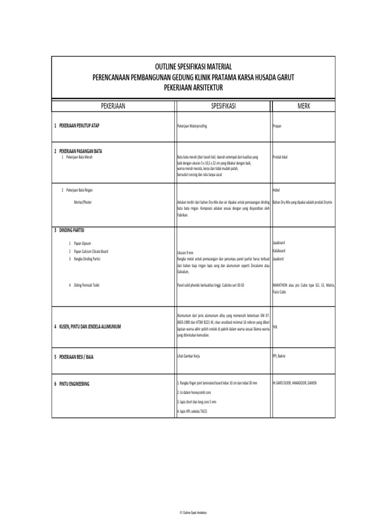 01 Outline Spek Arsitektur | PDF
