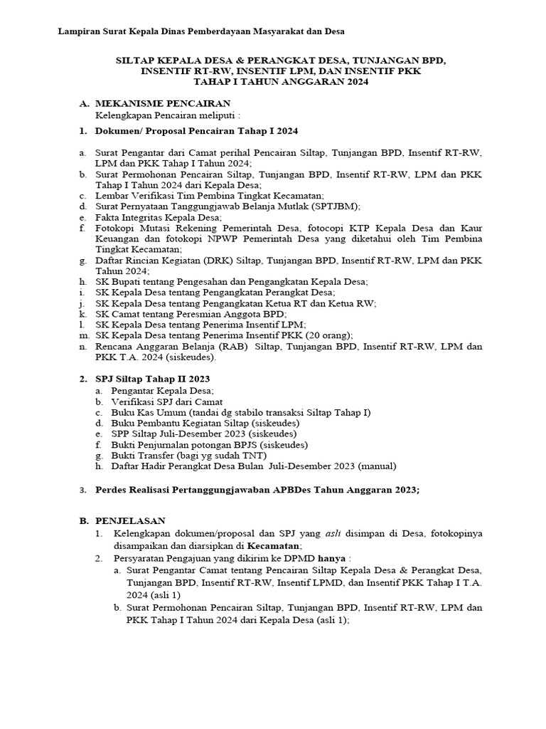 Juknis Pengajuan Siltap I 2024 | PDF