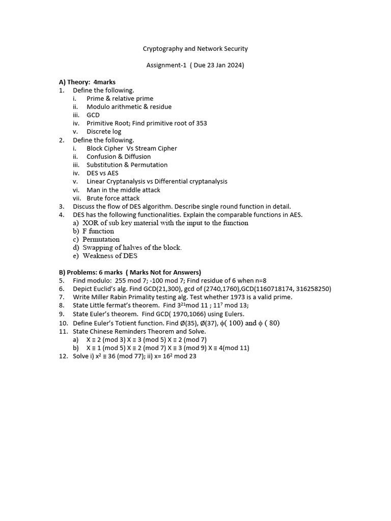 4-Modular Arithmetic, Euclidean Algorithm & Assignment-1-09-01-2024 ...