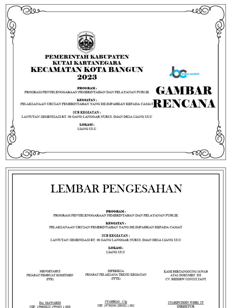 Gambar Lanjutan Semenisasi RT. 06 Gang Langgar Nurul Iman Desa Liang Ulu | PDF