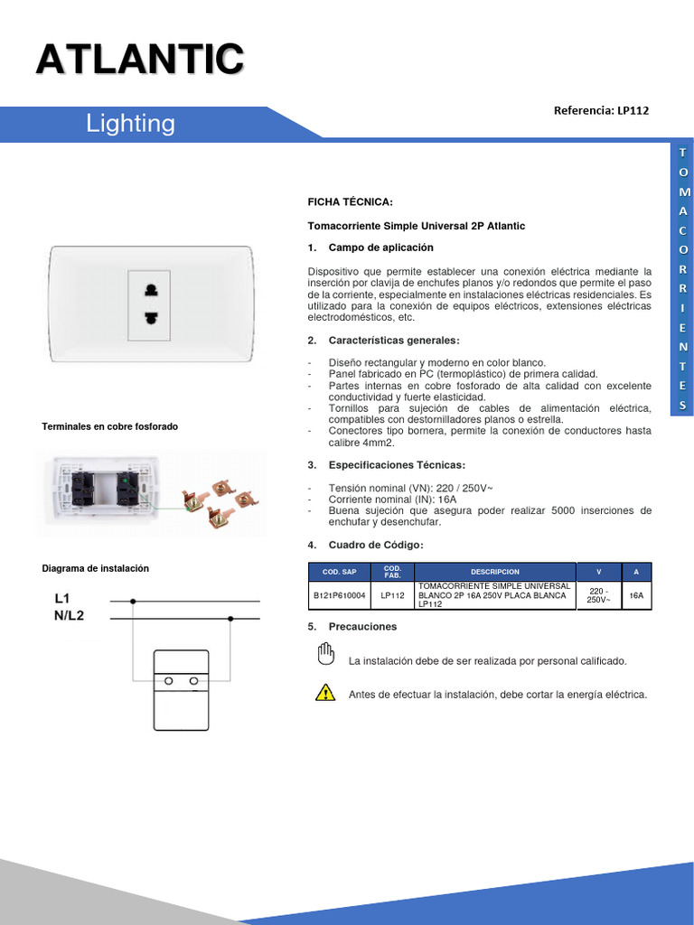 PLACAS ATLANTIC | PDF | Enchufes y tomas de corriente alterna | Conector eléctrico