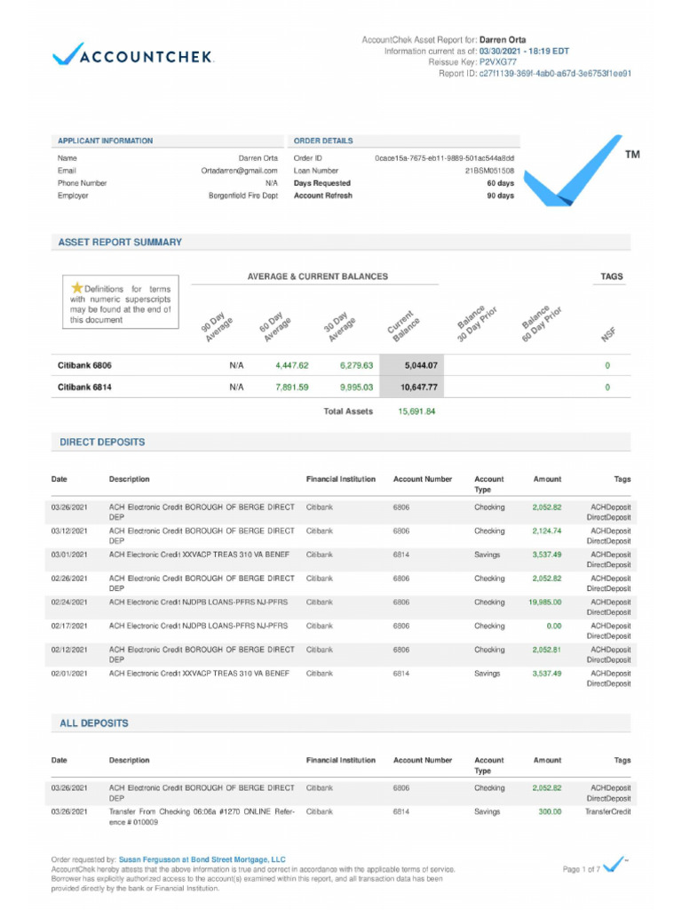 Assets - Bank Statement #1 - Checking | PDF
