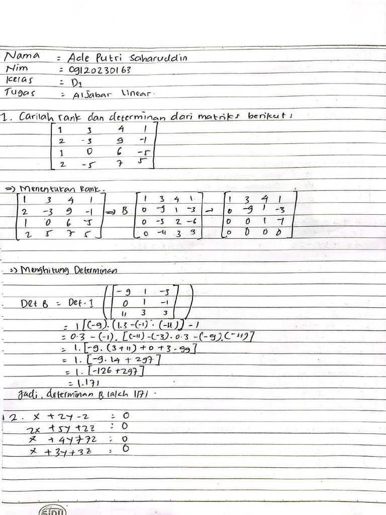 Tugas Aljabar Liner Ade Putri Saharuddin-Dikompresi 4 | PDF