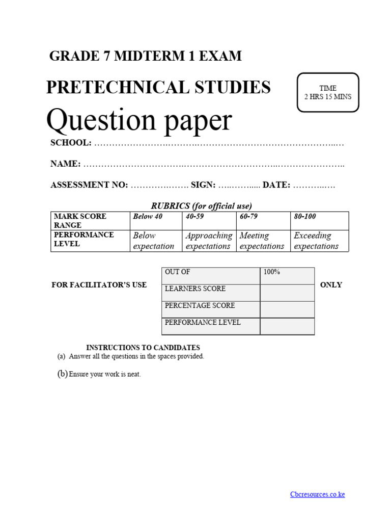Pretechnical Studies QS Midterm 1 Exams | PDF