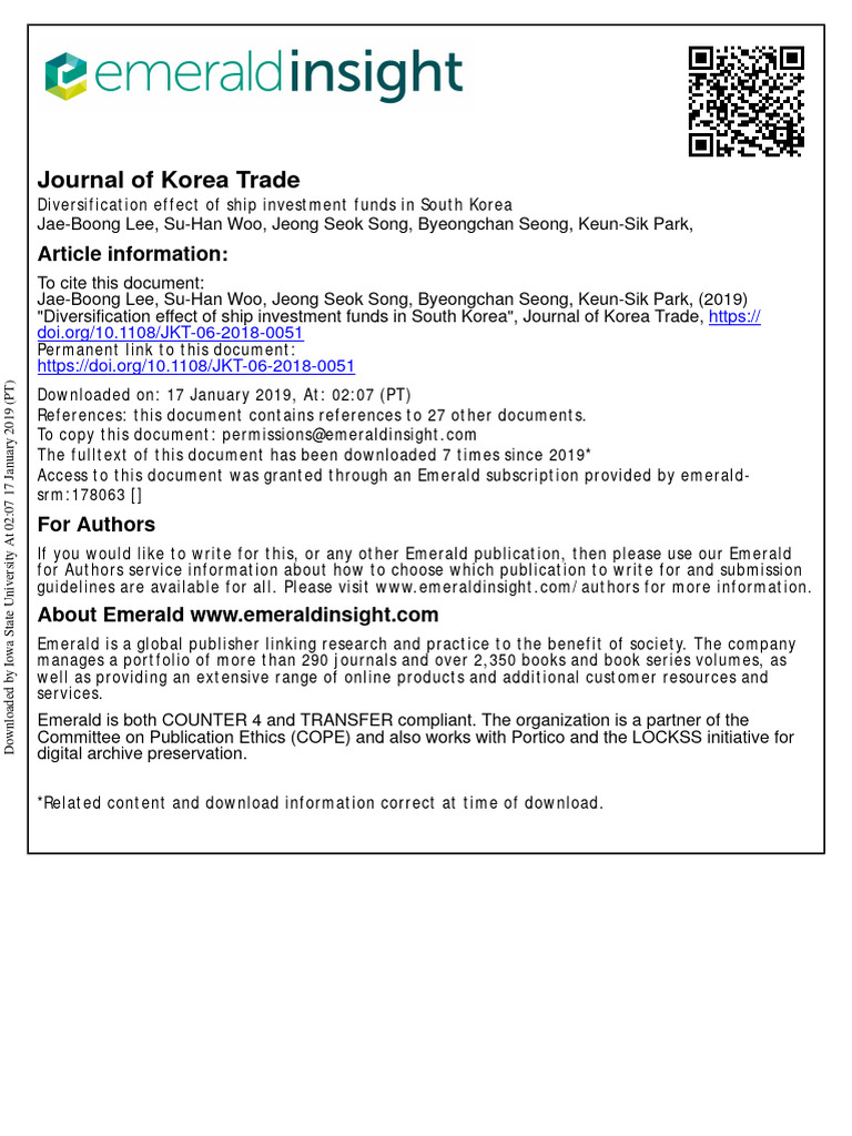 Jae-Boong Lee | PDF | Diversification (Finance) | Financial Risk