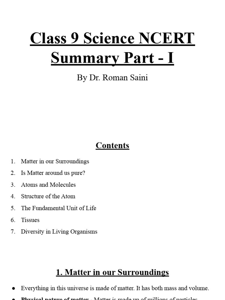 Class 9 Science: Matter and Mixtures | PDF | Epithelium | Endoplasmic ...