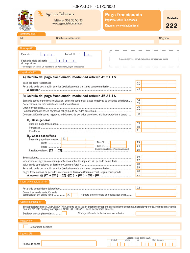 Modelo 222 | PDF | Impuestos | Porcentaje