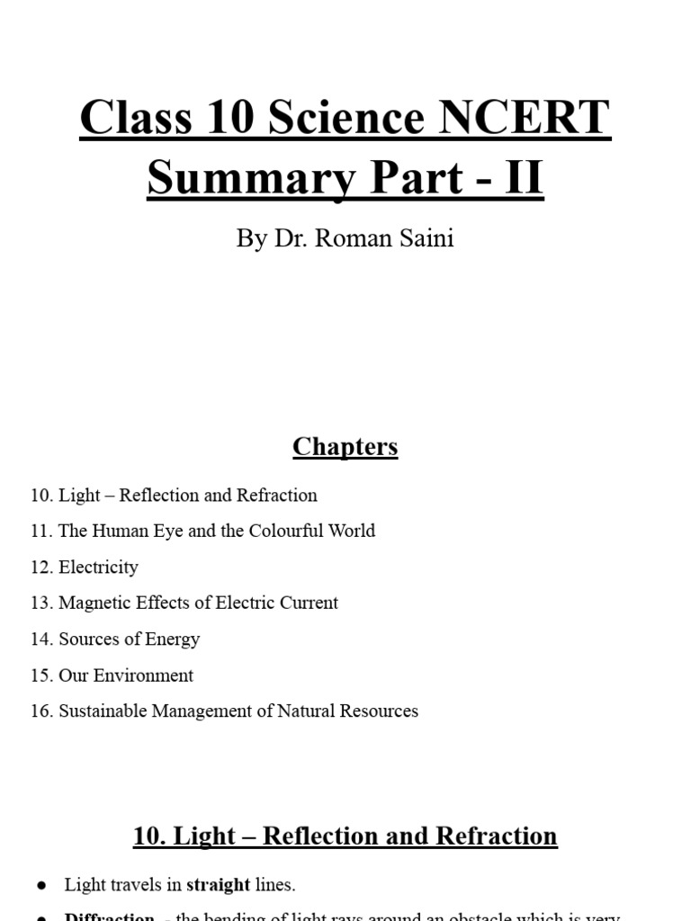 S42 Class10ScienceNCERTSummaryPart II | PDF | Mirror | Optics