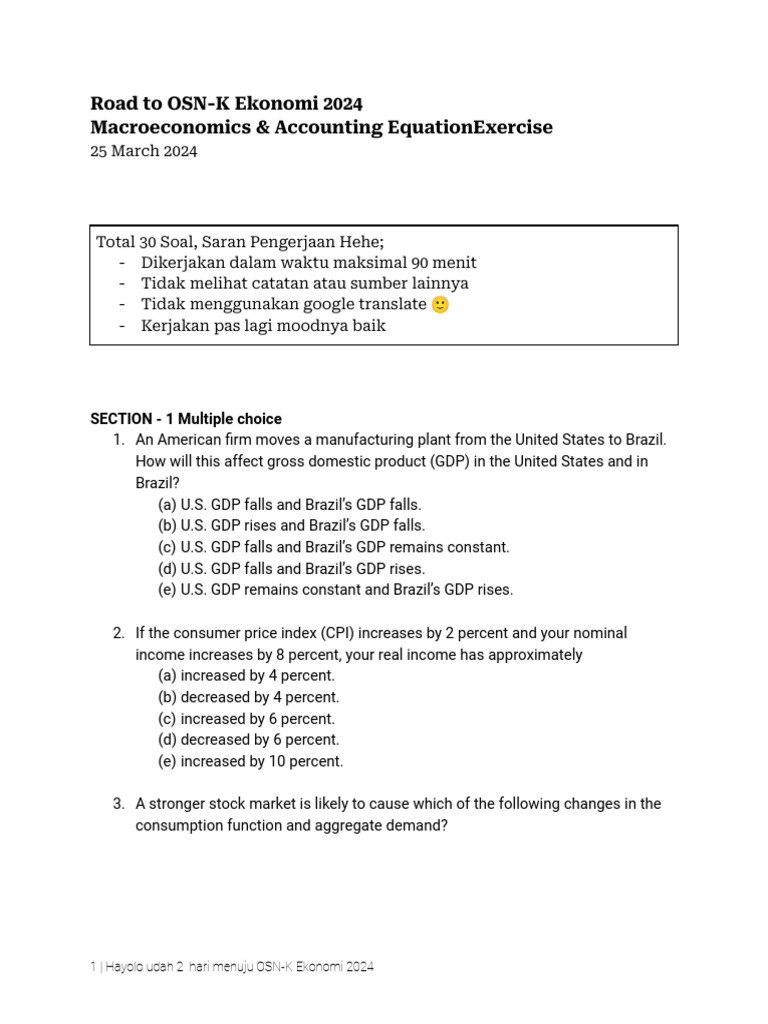 Macroeconomics & Accounting Exercise | PDF | Debits And Credits ...