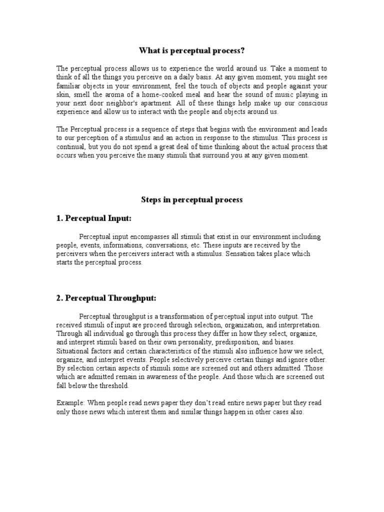 Perceptual Process | PDF | Perception | Action (Philosophy)