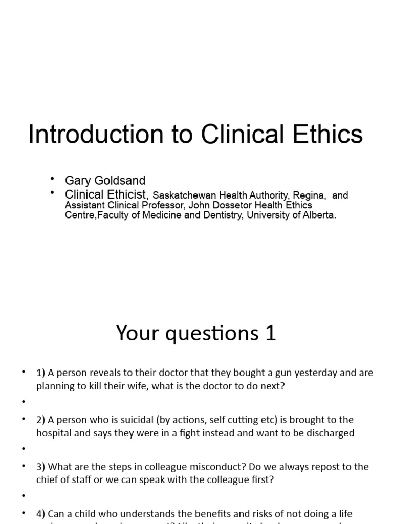 Clinical Ethics for Medical Trainees | PDF | Profession | Medical Ethics