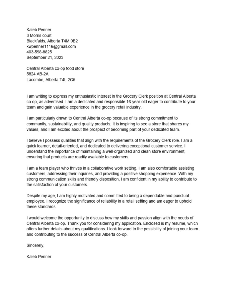 Cover Letter Coop | PDF