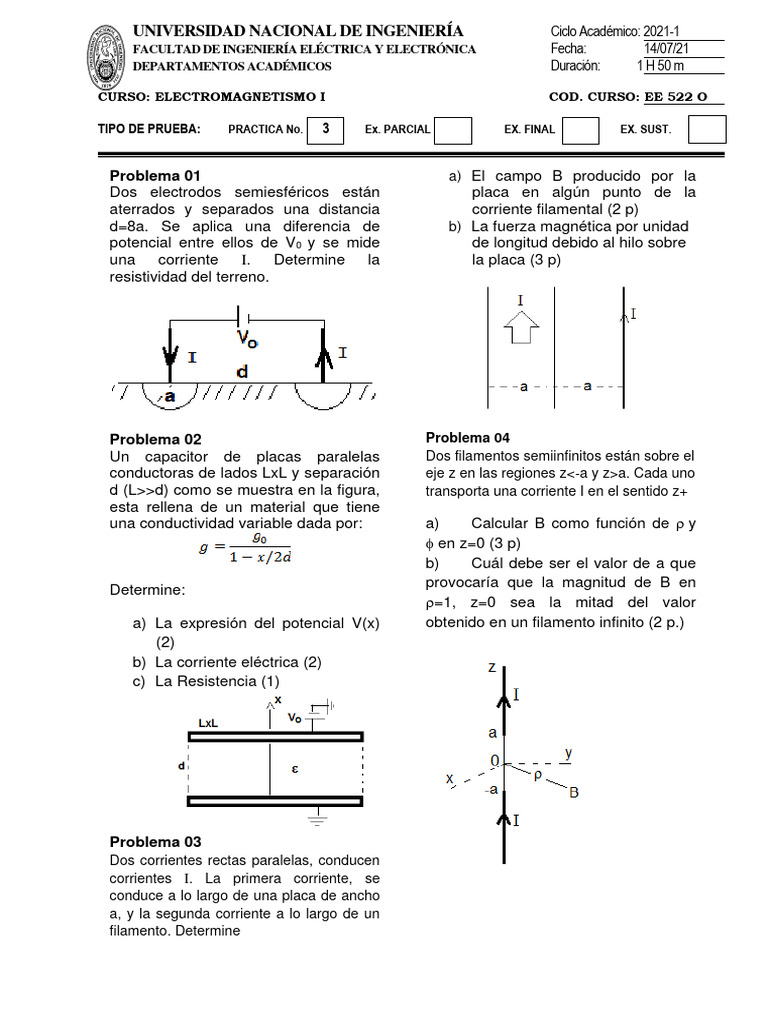 PC3 EE522O 21-1 + Solucionario | PDF