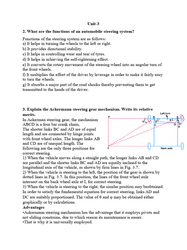 AE Unit-3 | PDF | Steering | Mechanical Engineering