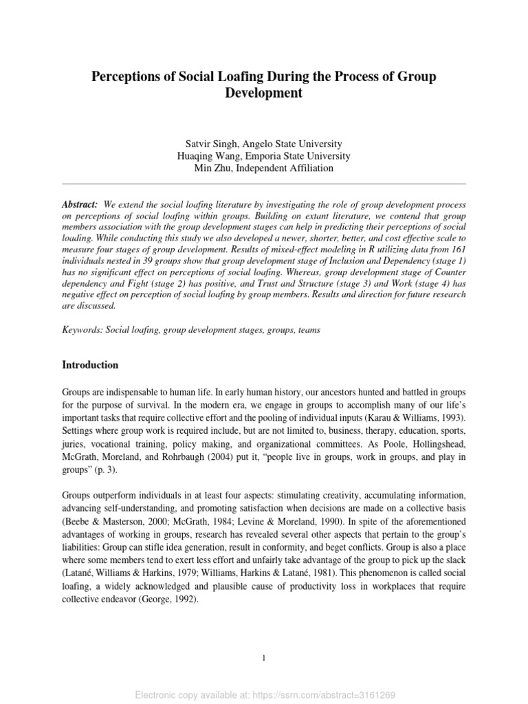 social loafing scale | PDF | Factor Analysis | Social Psychology