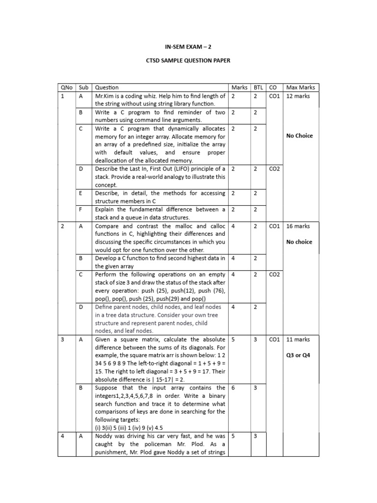 Ctsd In Sem 2 Sample Qp Pdf Queue Abstract Data Type Computer Science