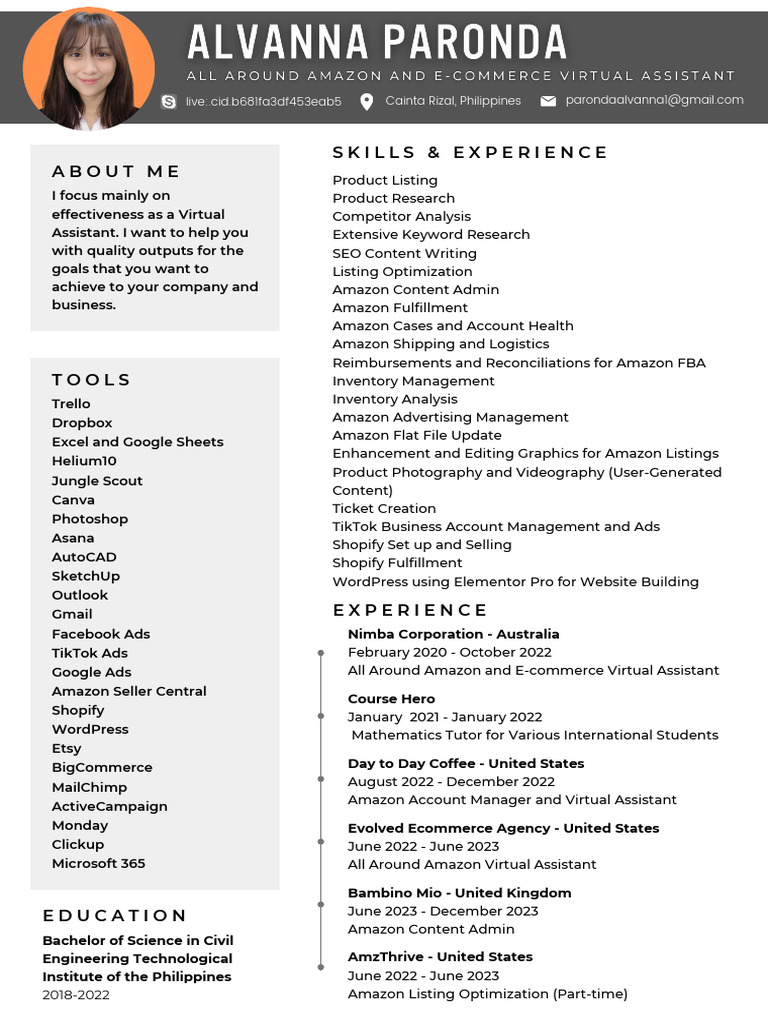 Resume and Portfolio Sample 2024 | PDF | E Commerce | Websites