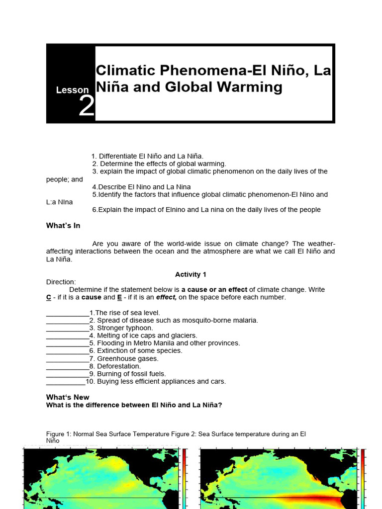 El Niño, La Niña, and Climate Change Effects | PDF | Climate Change ...