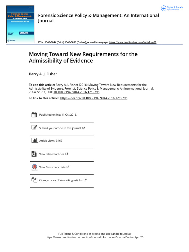Moving Toward New Requirements For The Admissibility of Evidence | PDF ...