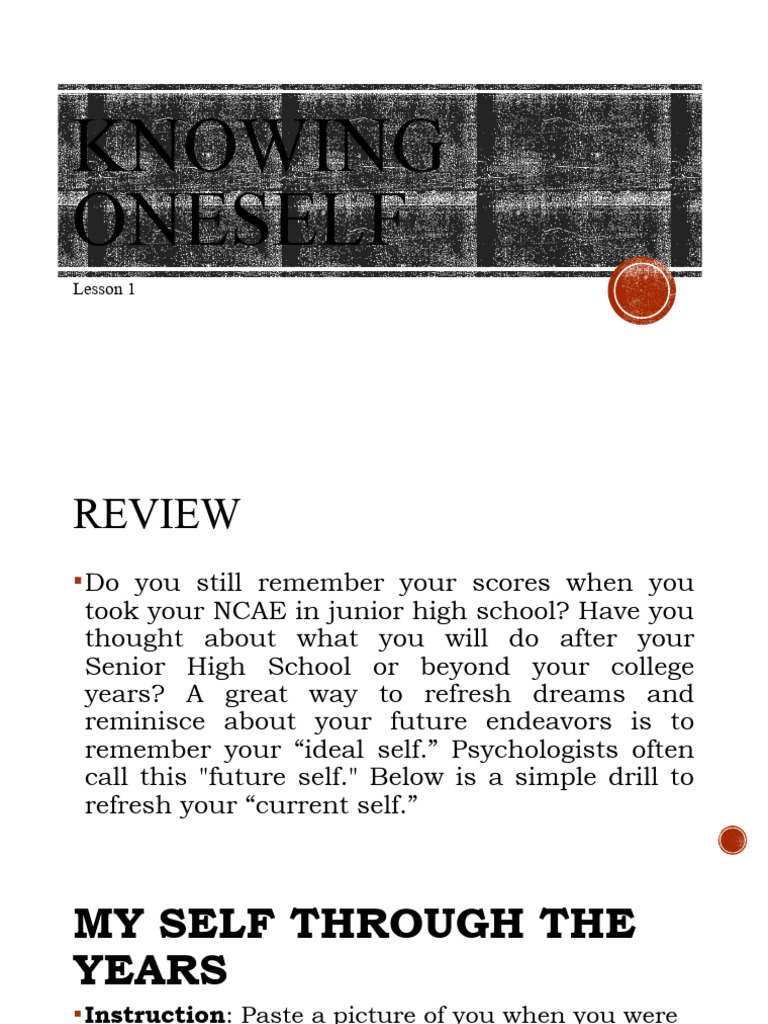 1 Knowing Oneself | PDF | Self Concept | Mental Processes