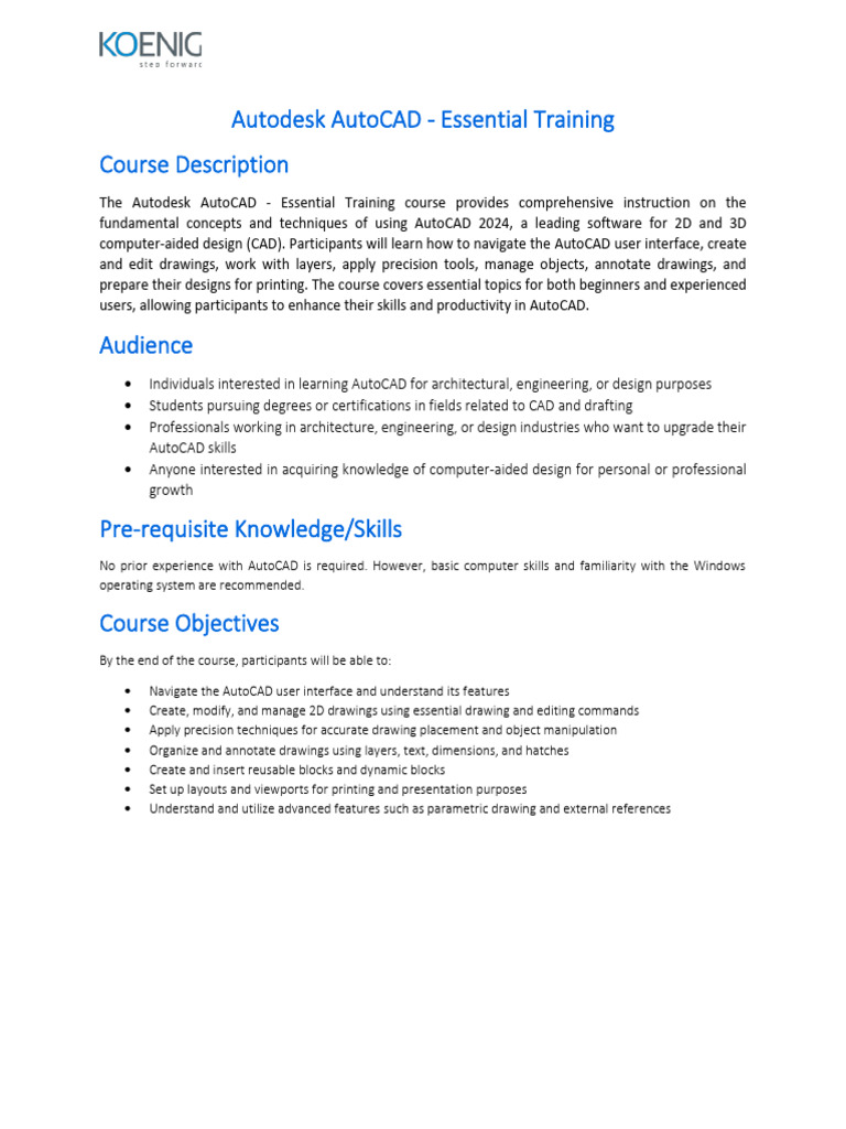 Auto CADEssential Training | PDF | Auto Cad | Computer Aided Design