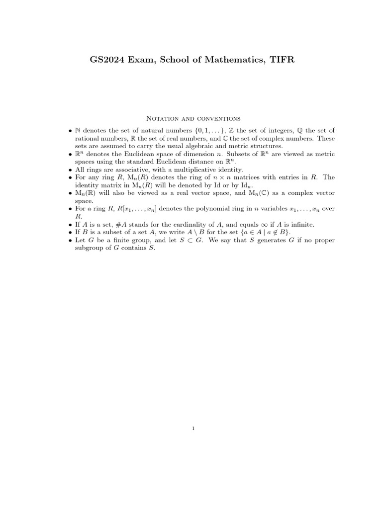 Mathematics Provisional Answer Key GS 2024 | PDF | Set (Mathematics ...