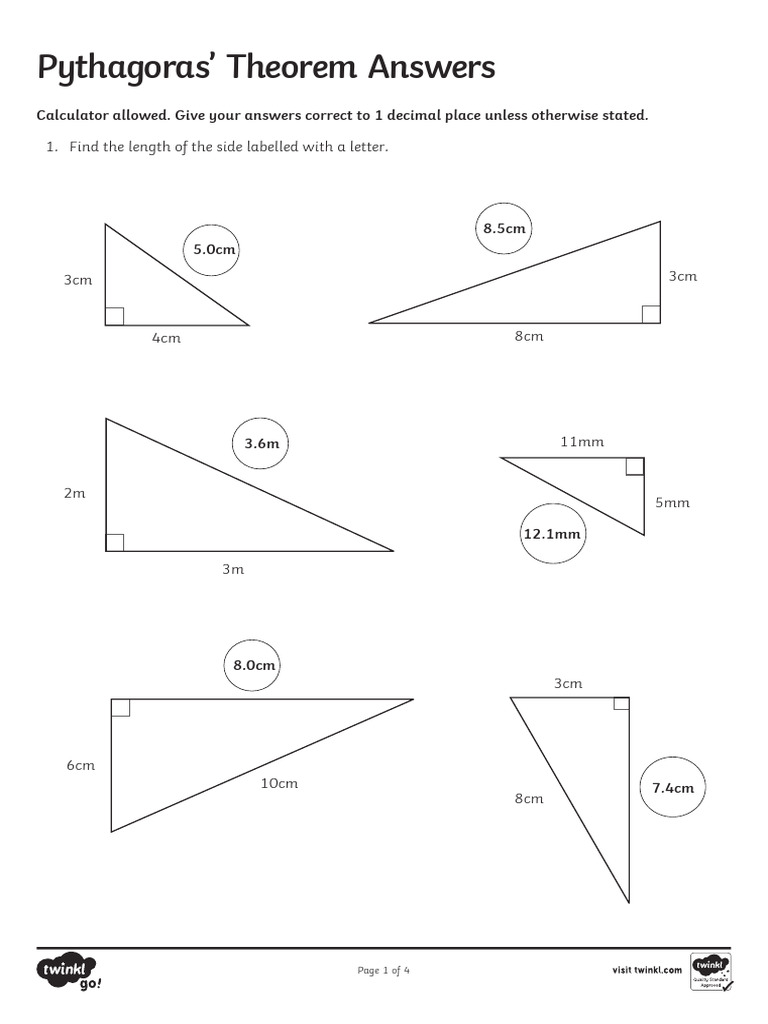 Pythagoras Theorem Answers | PDF | Length | Elementary Geometry