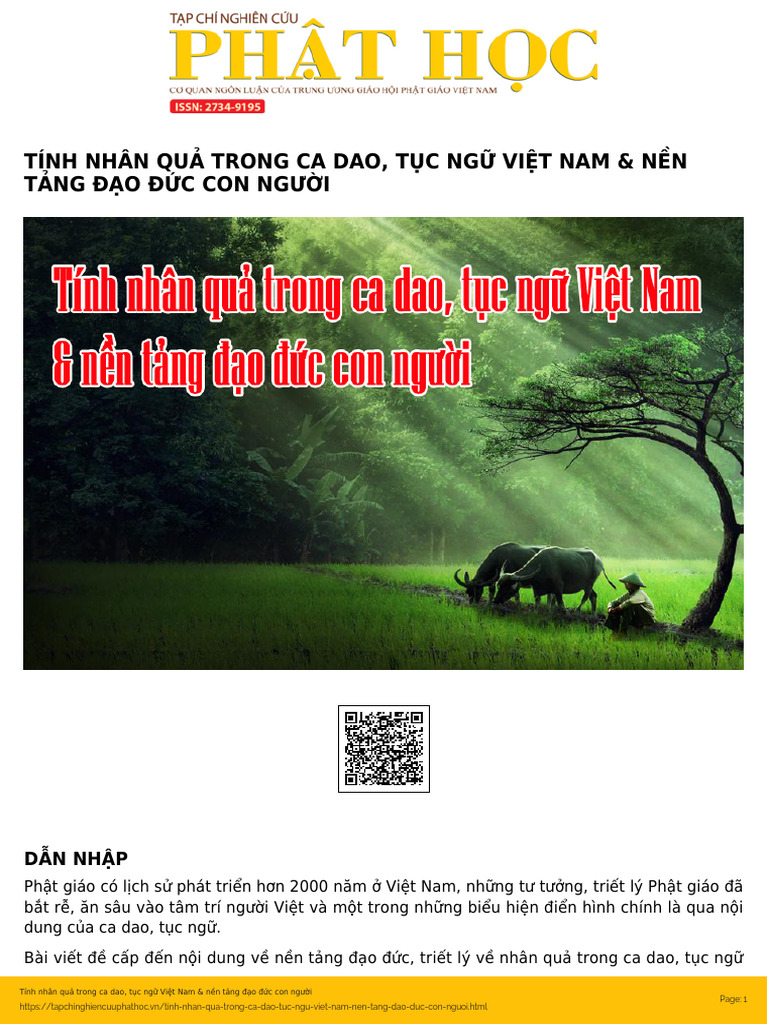 TNH NHN Qu Trong Ca Dao TC NG Vit Nam NN TNG o C Con Ngi | PDF