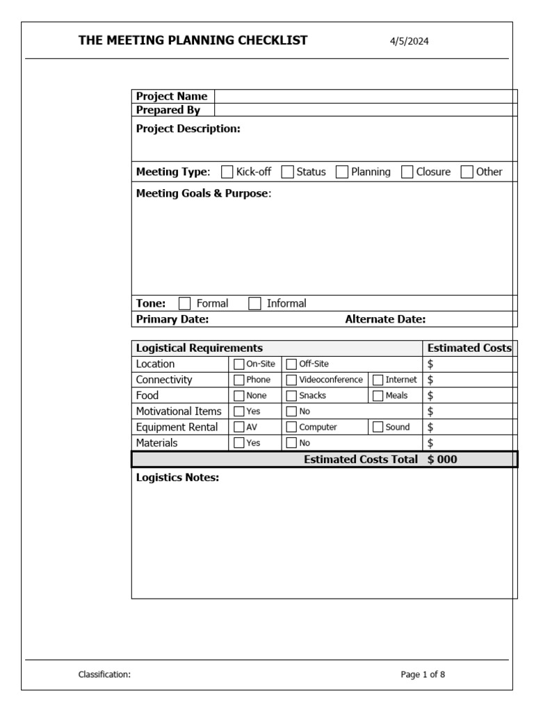 Meeting Planning Checklist | PDF