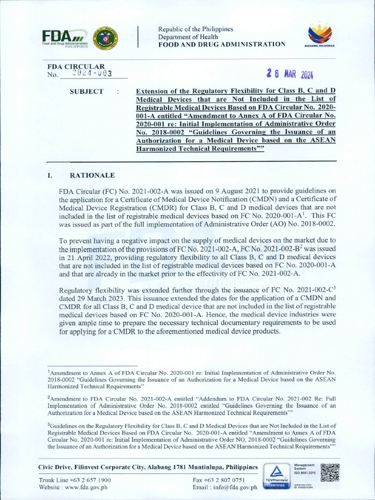 FDA-Circular-No.2024-003 - Extension on Regulatory Flexibility for ... FDA-Circular-No.2024-003 - Extension on Regulatory Flexibility for ...