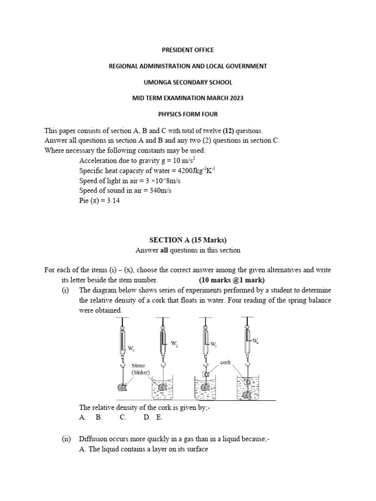 Mid Term Form Iv | PDF | Gases | Electromagnetic Radiation