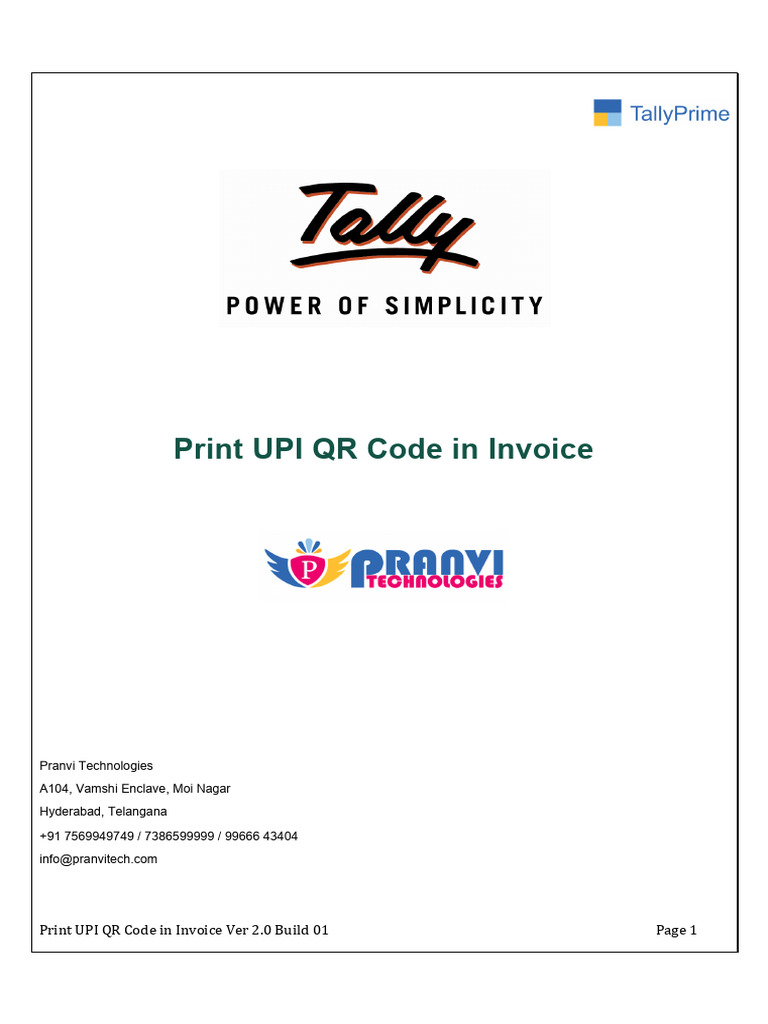 Tally User Manual | PDF | Qr Code | Point Of Sale
